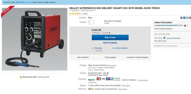 Sealey supermig 180 store